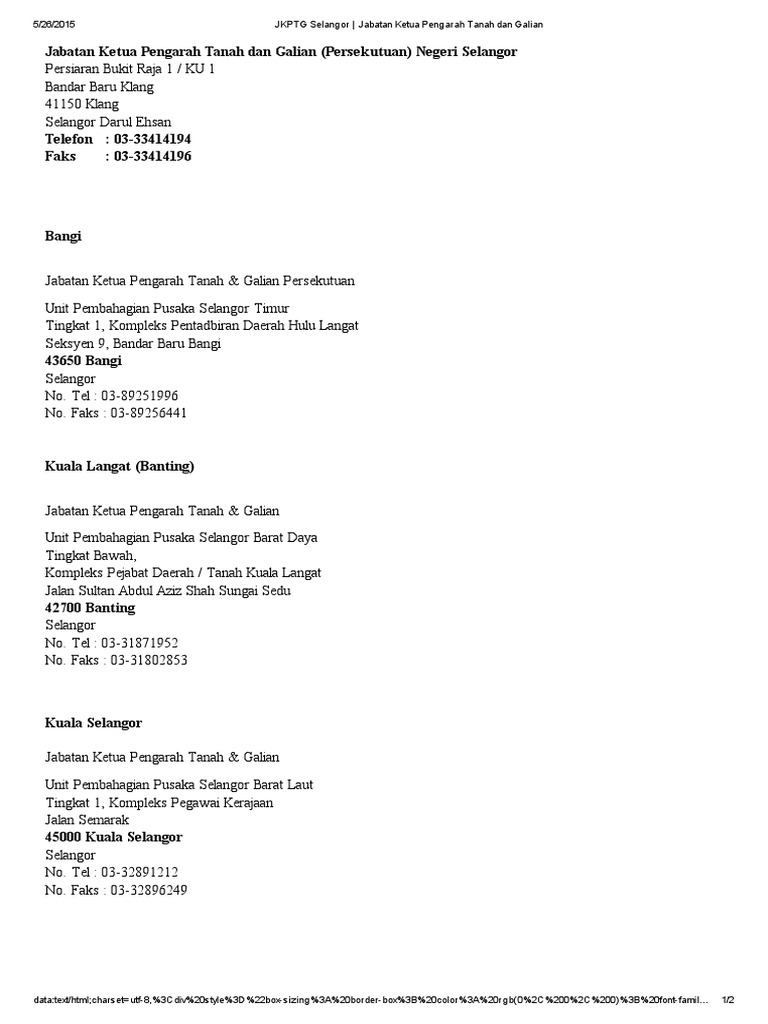 JKPTG Selangor - Jabatan Ketua Pengarah Tanah Dan Galian | PDF
