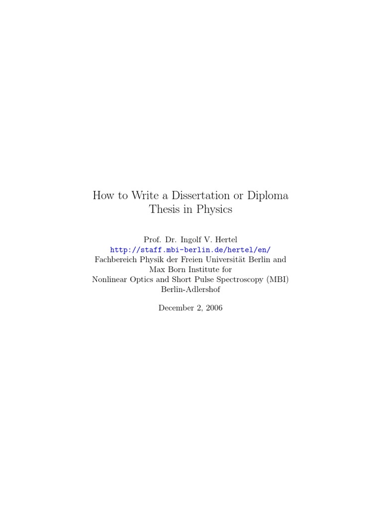 Physics Thesis Writing Guide | PDF | Thesis | Experiment