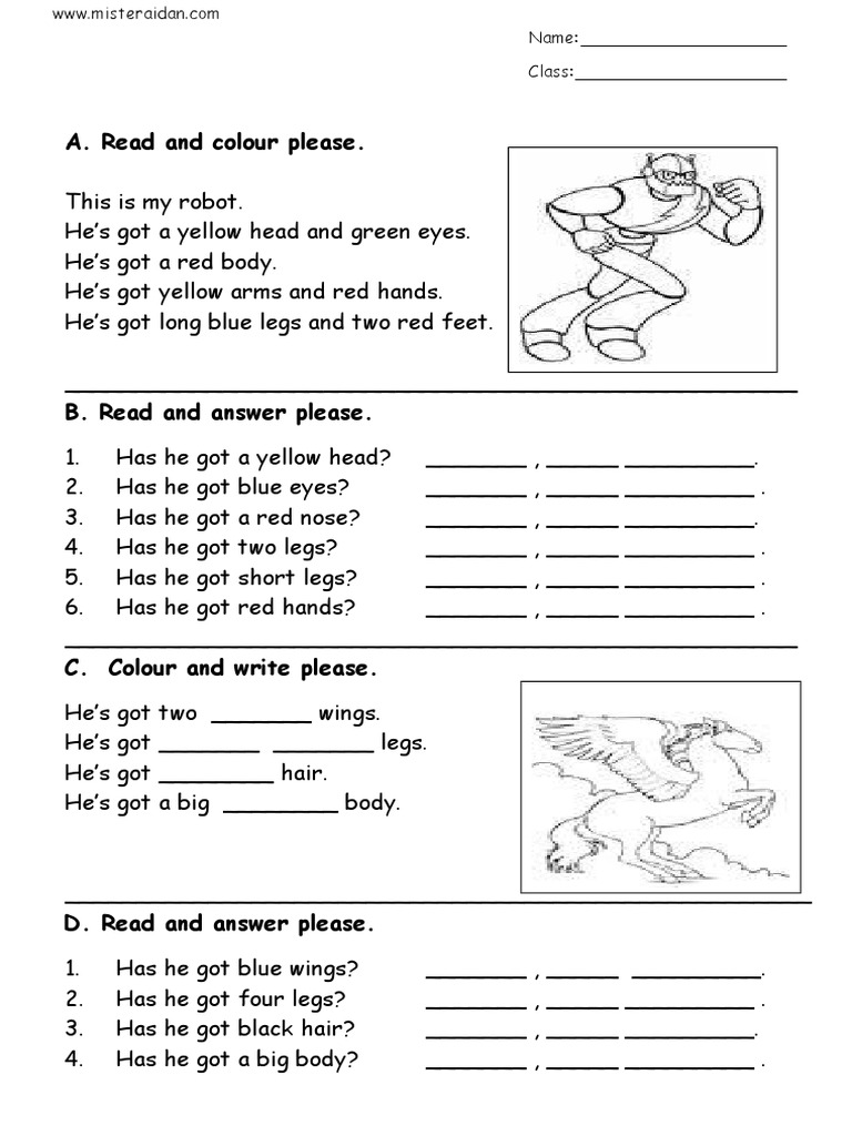 Body Parts and Colours | PDF