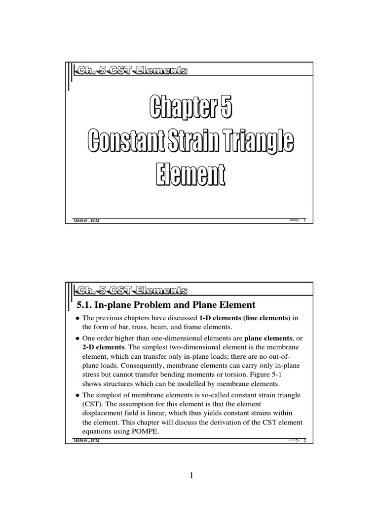 Ch#5 CST Element PDF | PDF | Finite Element Method | Deformation (Mechanics)