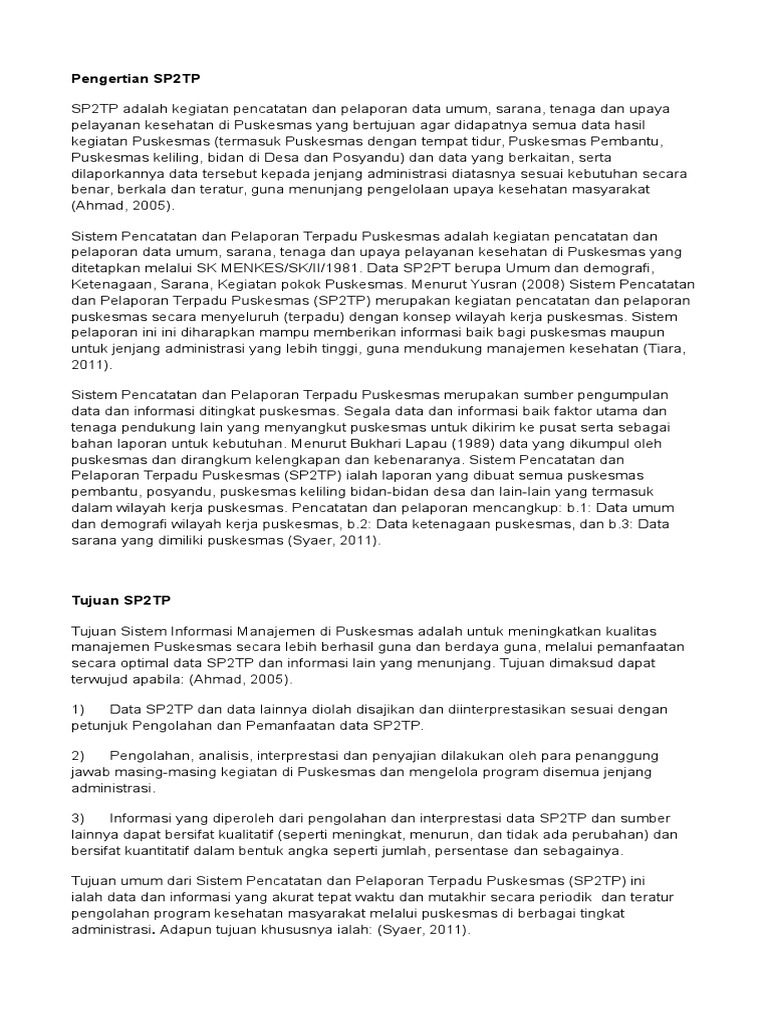 Pengertian SP2TP | PDF