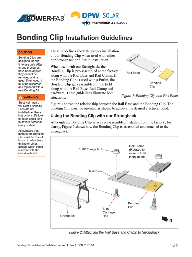 Bonding Clip Installation | PDF | Nut (Hardware) | Screw