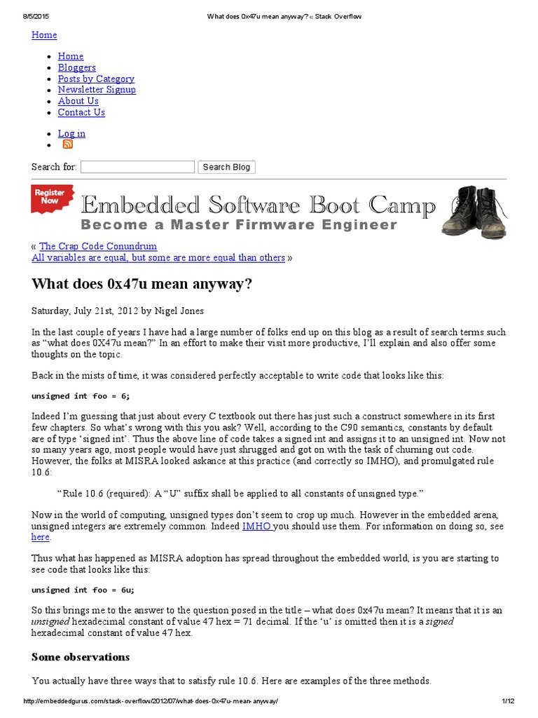 What Does 0x47u Mean Anyway - Stack Overflow | PDF | Integer (Computer Science) | C (Programming ...