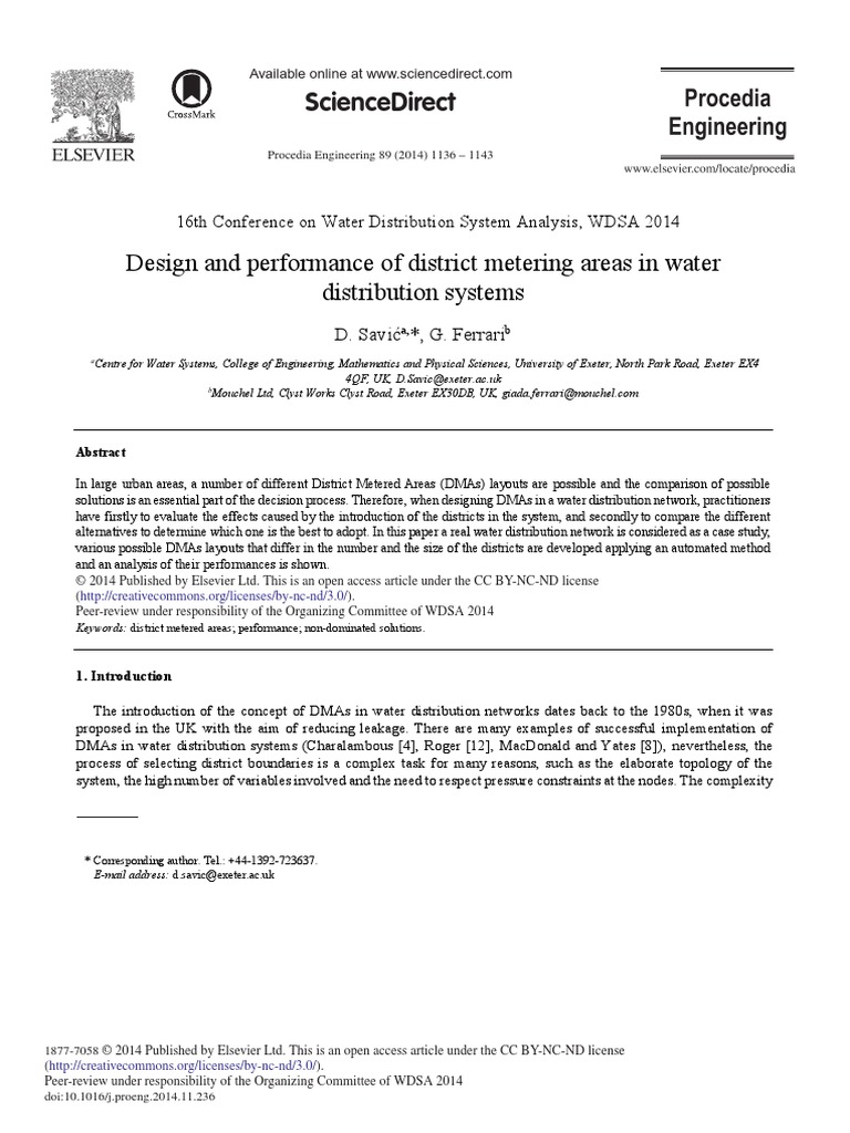 Design of DMA | PDF | Water Supply Network | Reliability Engineering