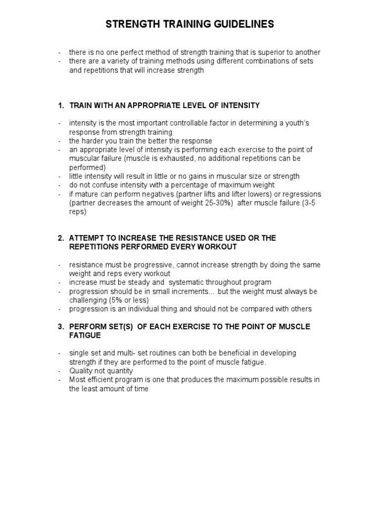 Strength Training Guidelines for Success | PDF | Strength Training ...