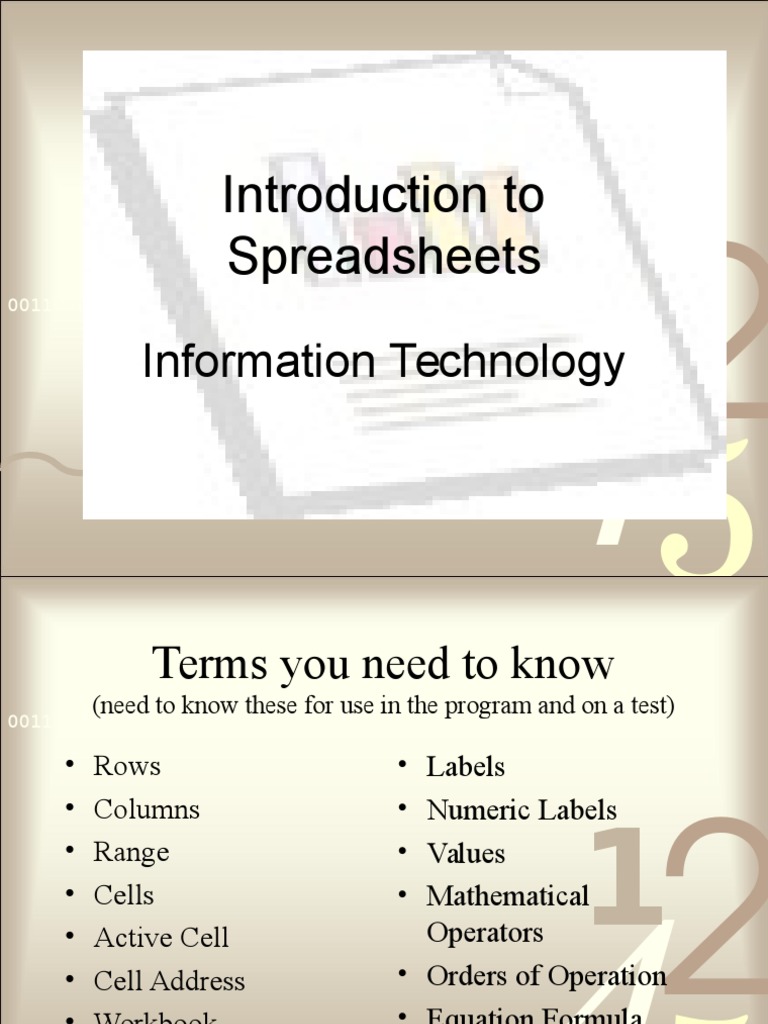 Introduction To Spreadsheets: Information Technology | PDF ...