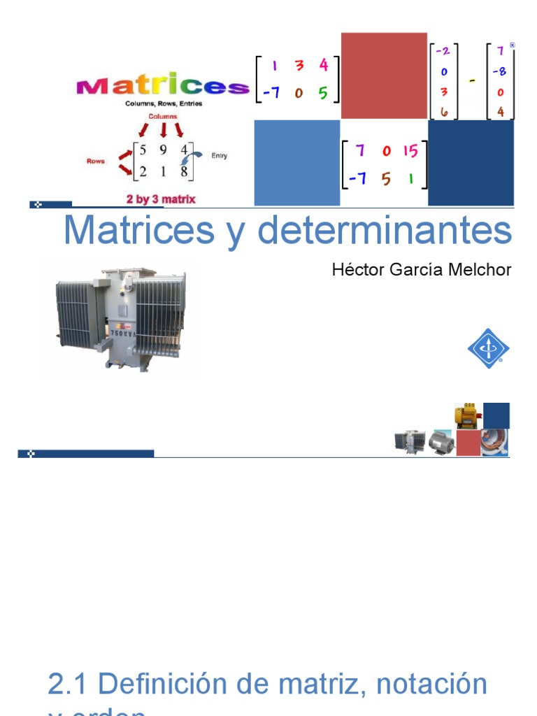 Definición y Notación de Matrices | PDF | Métodos y materiales de ...