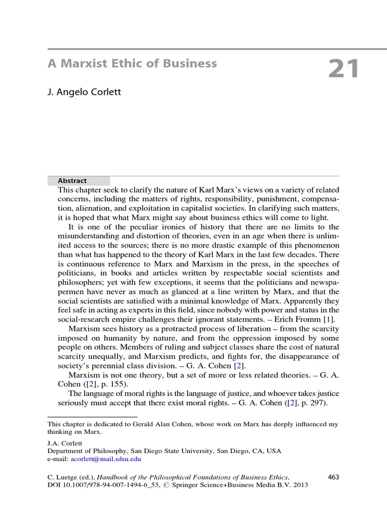 A Marxist Ethic of Business. en | PDF | Capitalism | Karl Marx