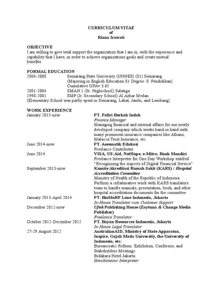 CV Riana Irawati | PDF | Semiotics | Communication