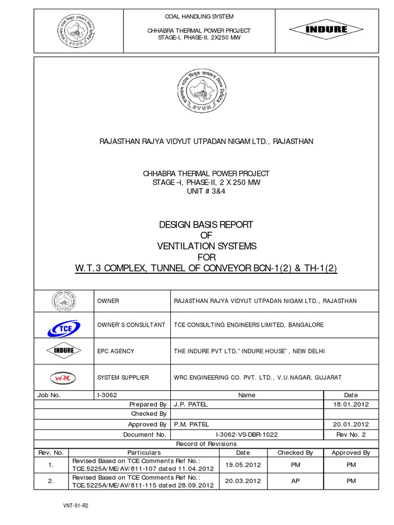 Design Basis Report for the Ventilation Systems of the Wagon Tippler-3 ...