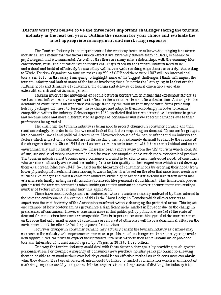 Tourism Essay Final | PDF | Tourism | Market Segmentation