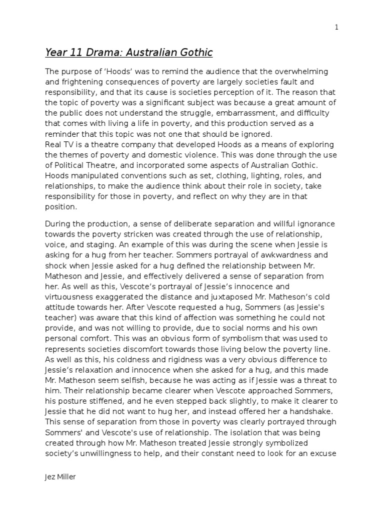 Hoods Play Analysis | PDF | Domestic Violence | Poverty