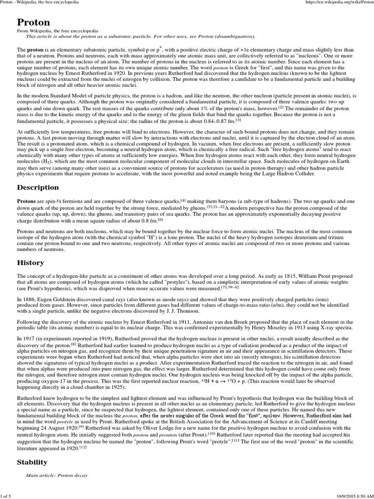 Proton | PDF | Proton | Quark