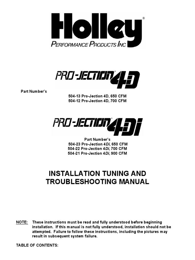 Holley Pro-Jection 4D and 4di | PDF | Computers