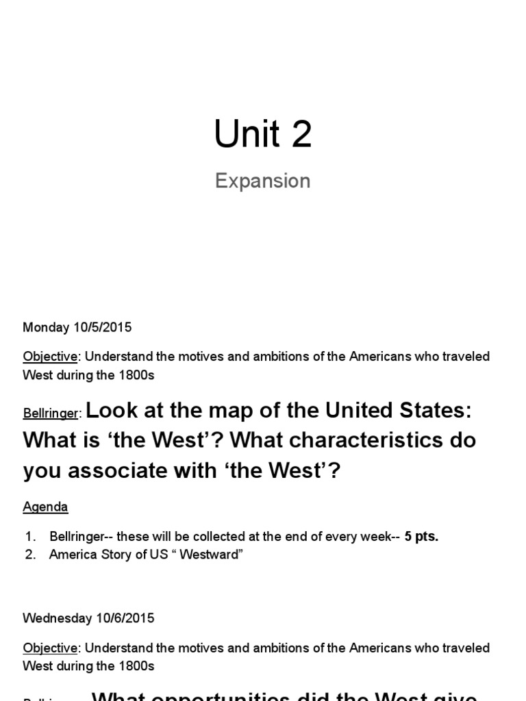U.S. Westward Expansion: Unit 2 Overview | PDF | The United States