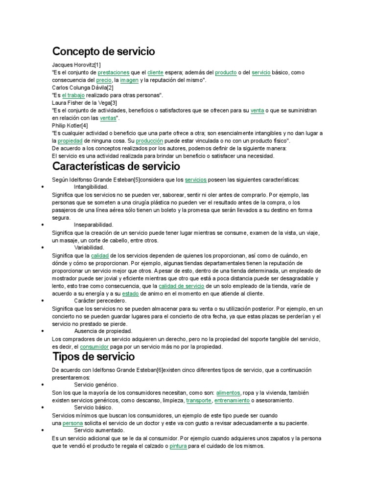 Concepto de Servicio | PDF | Calidad (comercial) | Cliente