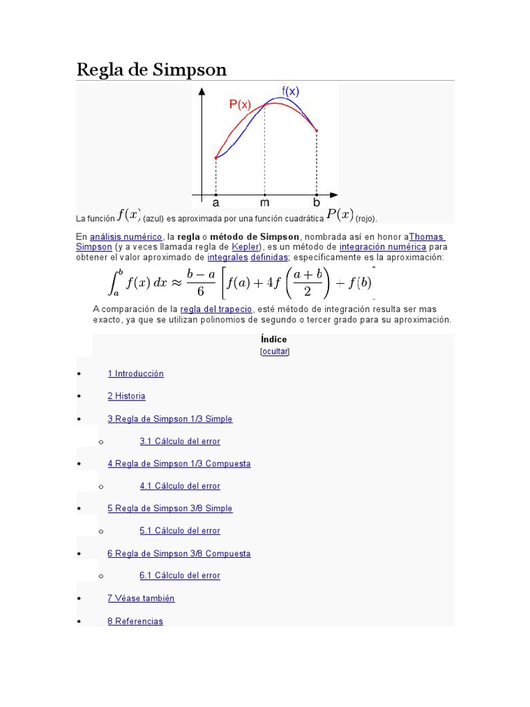 Regla de Simpson | PDF | Objetos matemáticos | Análisis