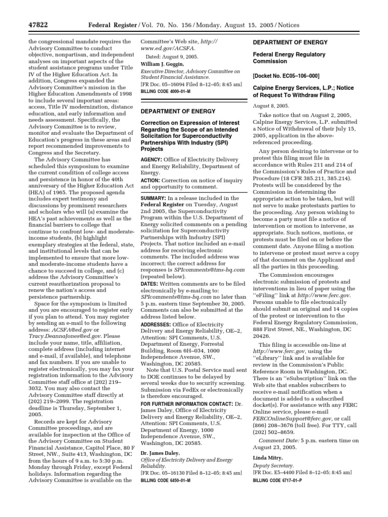 Notice: Grants and Cooperative Agreements Availability, Etc.: Superconductivity Partnerships ...