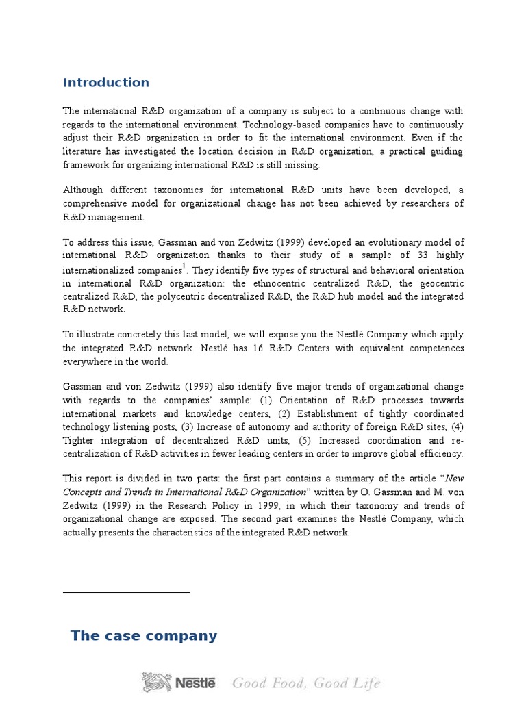 R D Nestle | PDF | Nestlé | Research And Development
