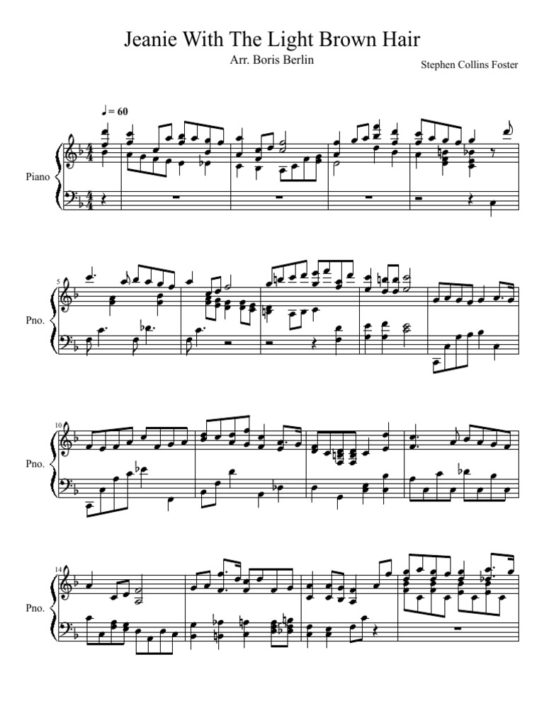 Jeanie With The Light Brown Hair - Piano Solo | PDF