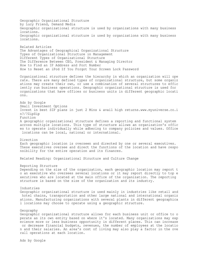 Geographic Organizational Structure Explained | PDF | Organizational ...