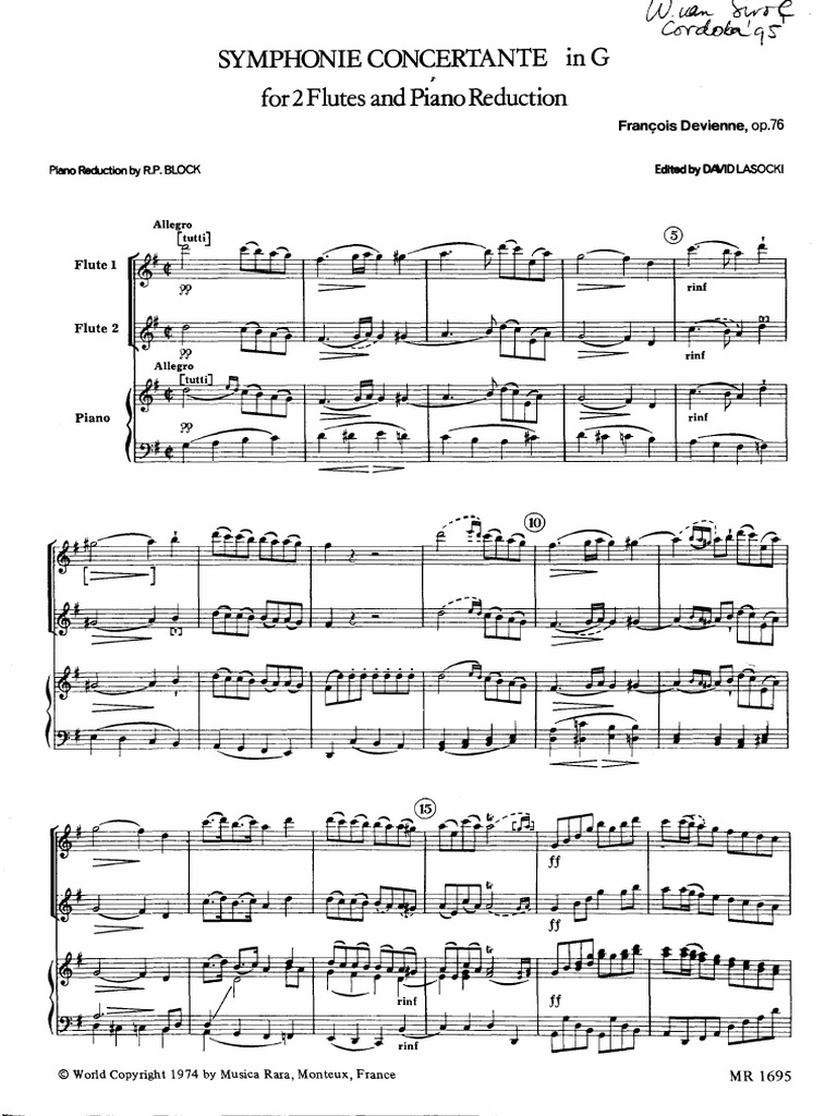 Sinfonia Concertante For Two Flutes and Piano | PDF