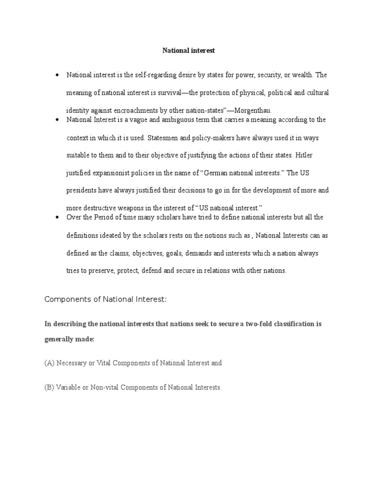 Understanding National Interest | PDF | National Interest | Nation