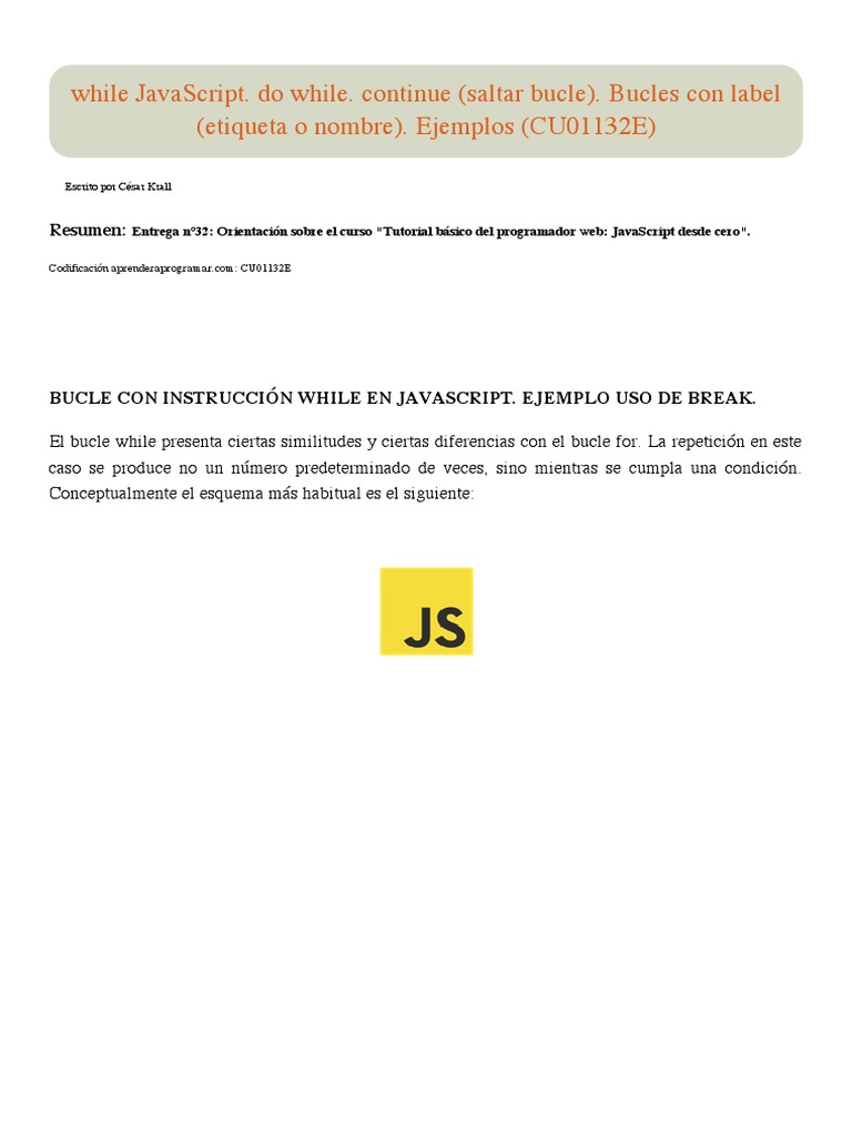While JavaScript. Do While. Continue (Saltar Bucle) - Bucles Con Label ...
