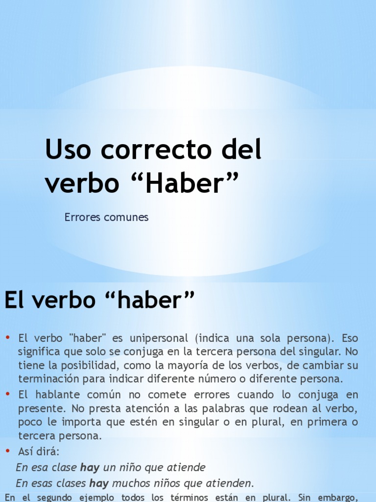 Uso Correcto Del Verbo Haber | Plural | Verbo