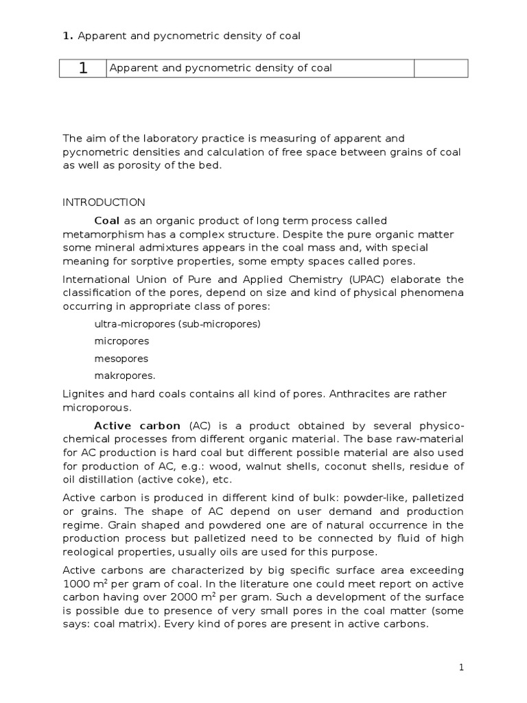 Coal Density | Porosity | Density