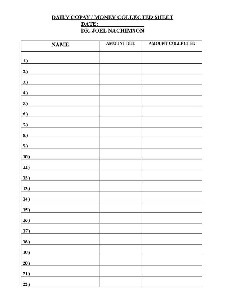 Daily Copay Sheet | PDF