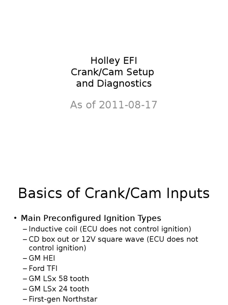 Holley EFI Crank-Cam Setup and Diagnostics | PDF | Ignition System ...