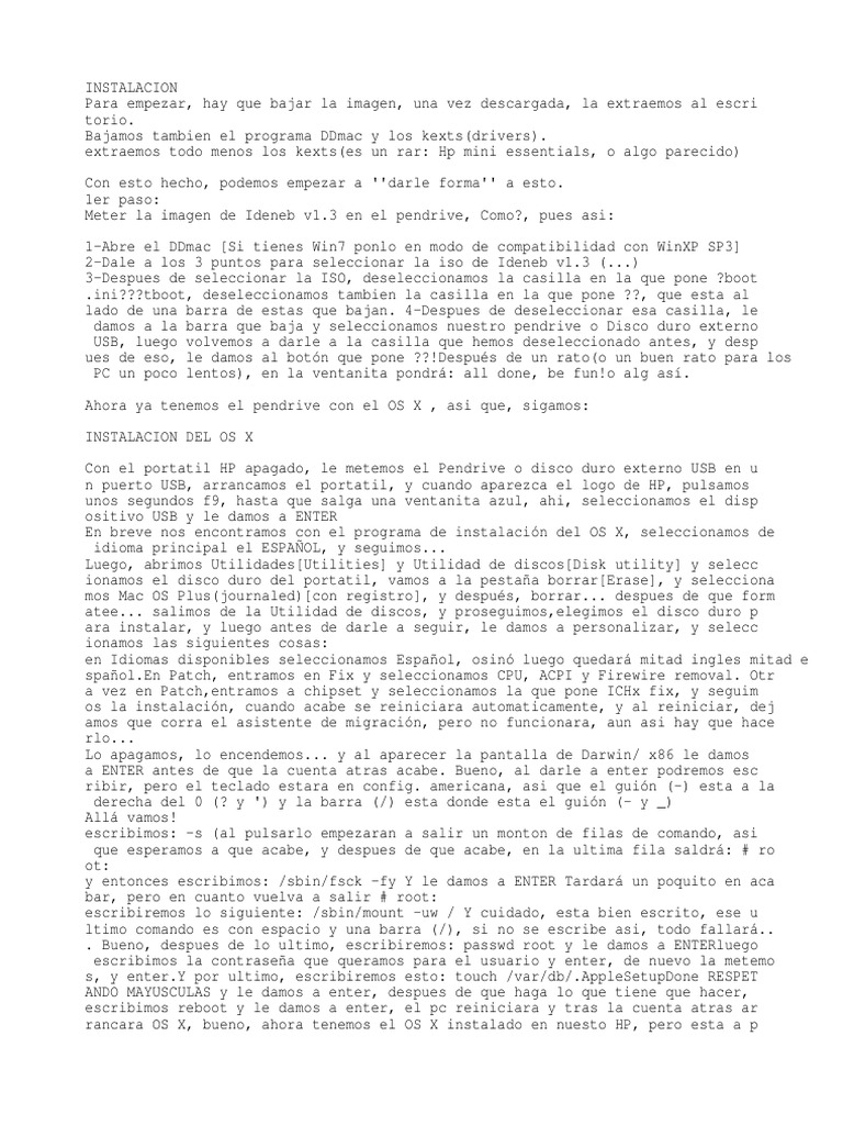 IDENEB Instalacion | PDF | Memoria USB | Mac OS