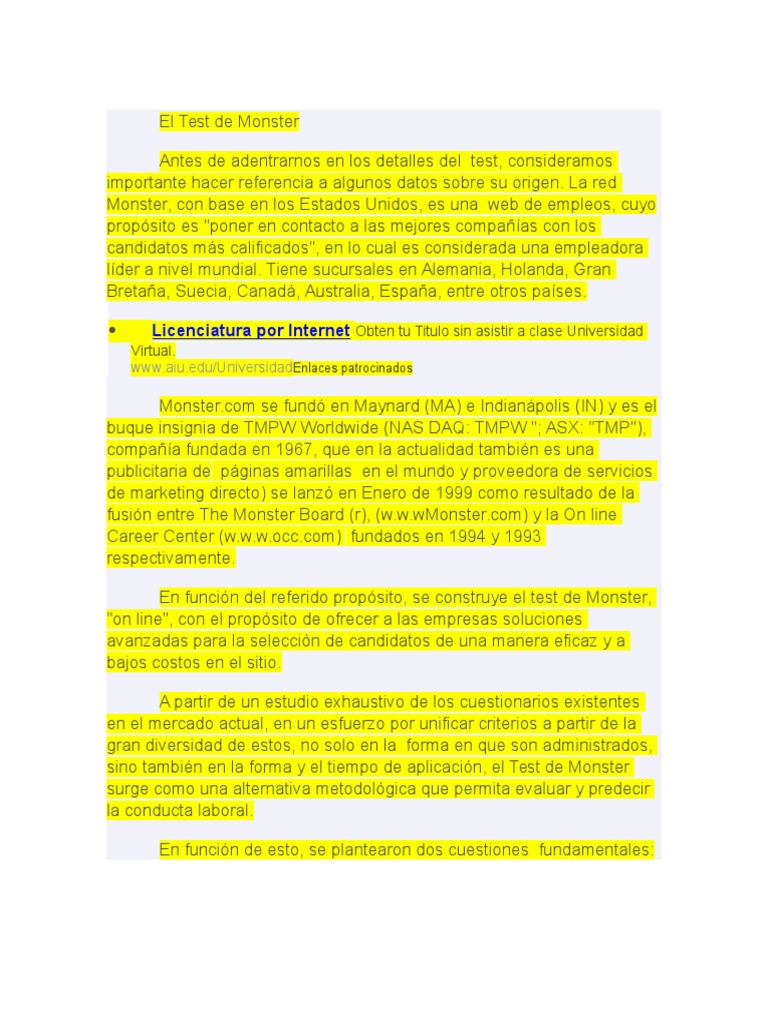 El Test de Monster | PDF | Ciencias del comportamiento | Ciencia cognitiva