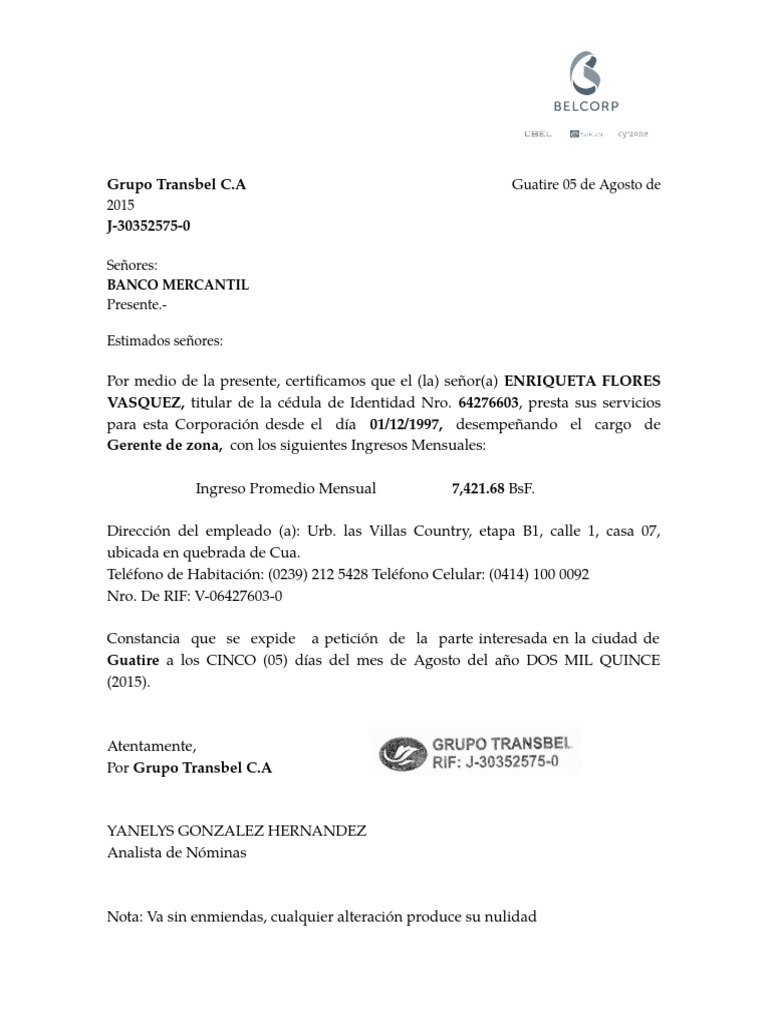 Grupo Transbel C | PDF | Finanzas y dinero