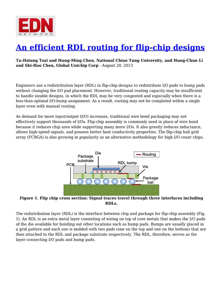 An Efficient RDL Routing For Flip Chip Designs | PDF | Integrated Circuit | Digital Technology