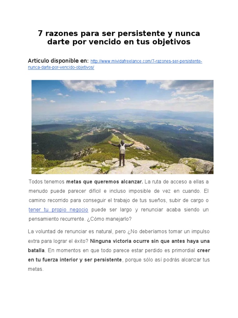 7 Razones para Ser Persistente y Nunca Darte Por Vencido en Tus ...
