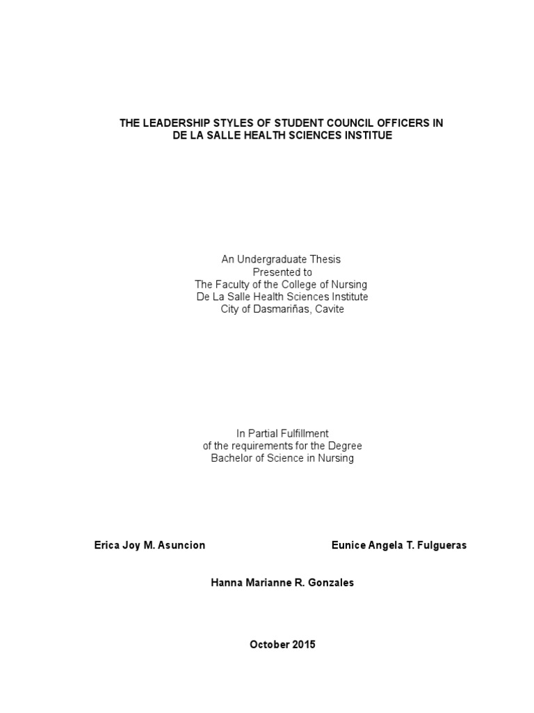 Leadership Styles of Student Council Officers in | PDF ...