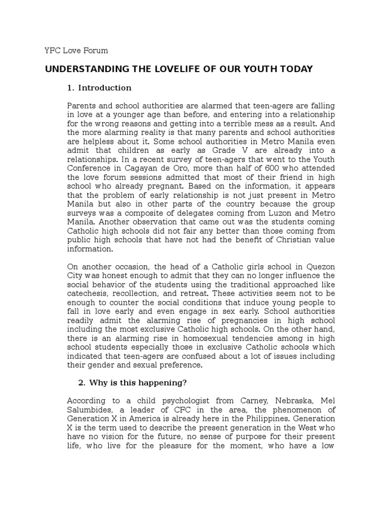 Understanding The Lovelife of Our Youth Today | PDF | Friendship ...
