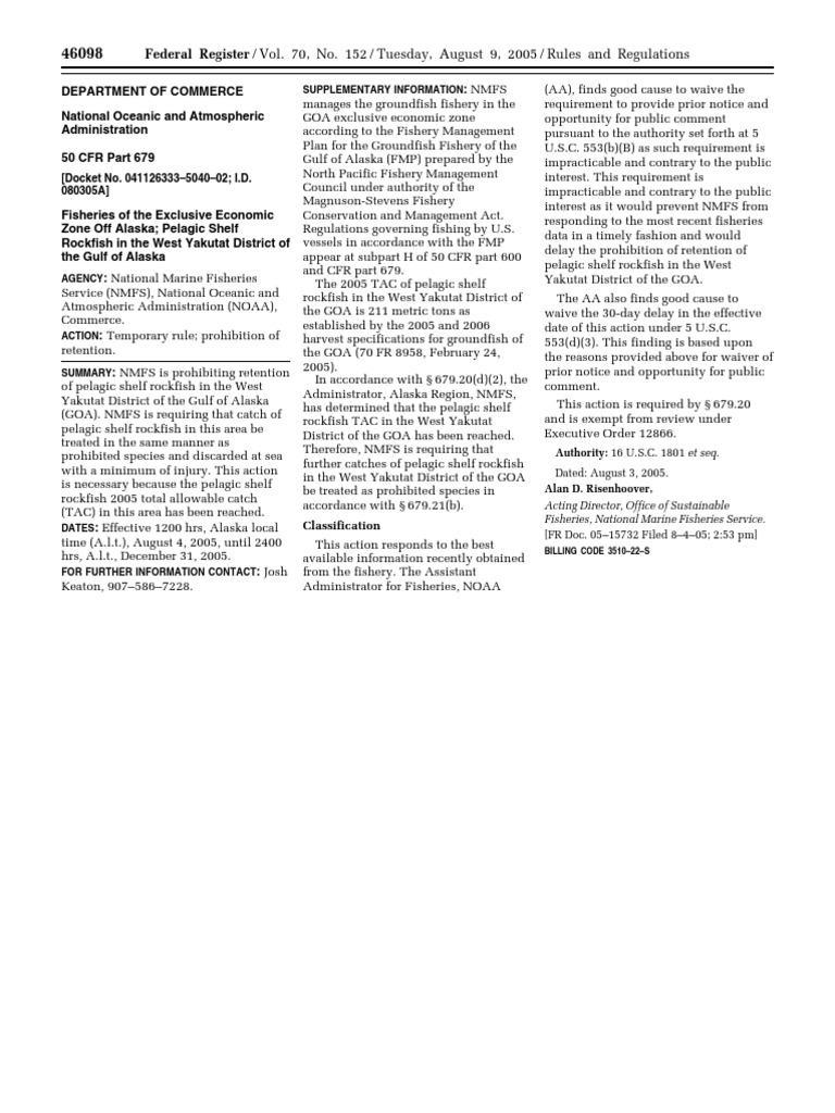 Rule: Fishery Conservation and Management: Alaska Fisheries of ...