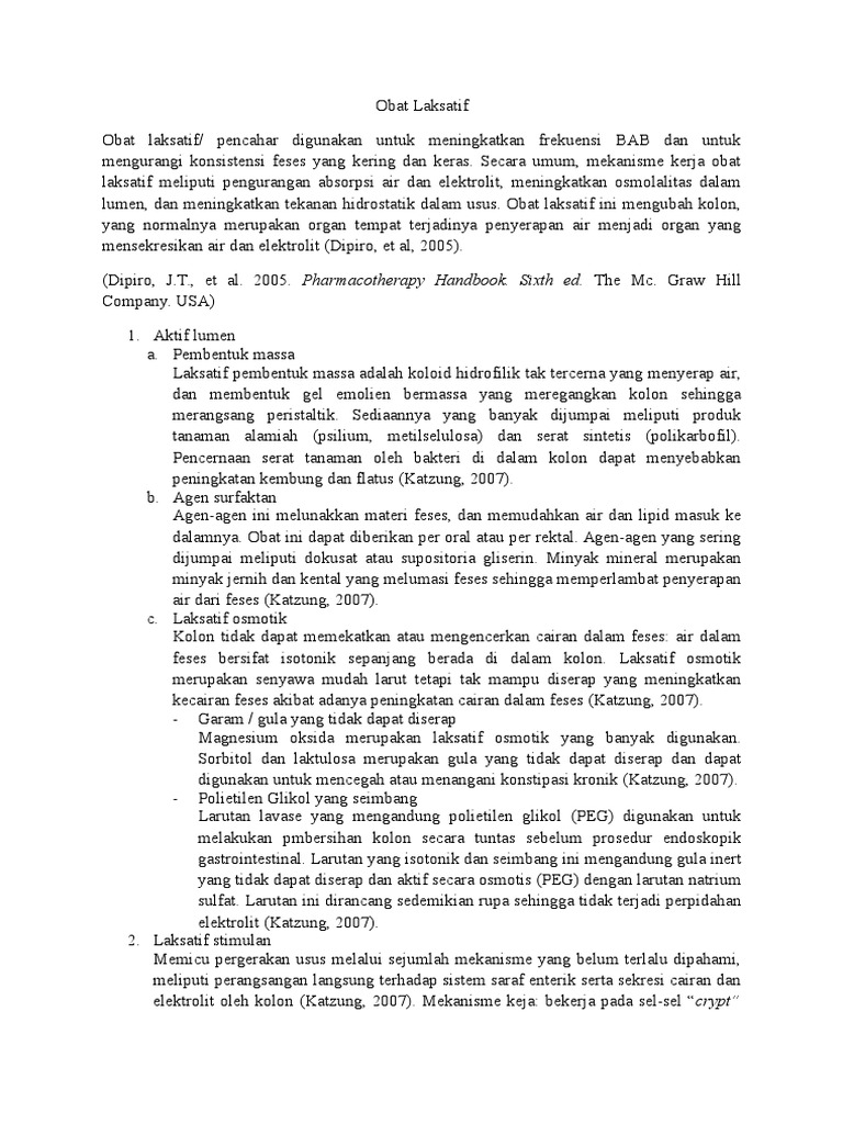 Jenis dan Mekanisme Obat Laksatif | PDF | Kesehatan Holistik