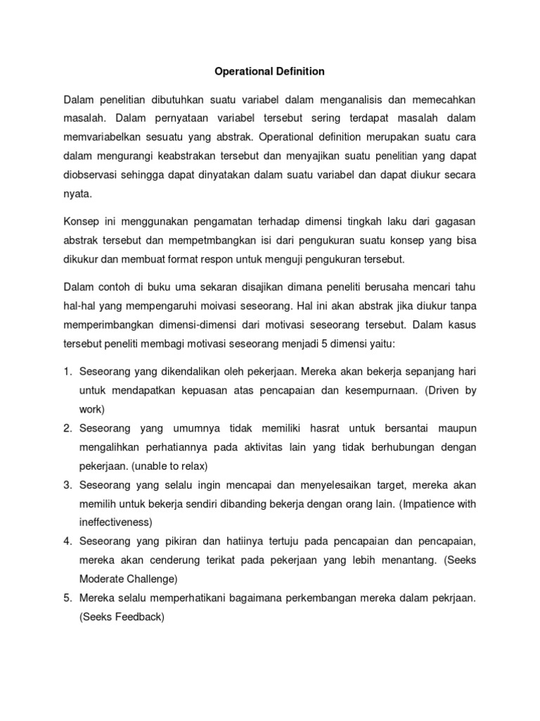 Definisi Operasional | PDF