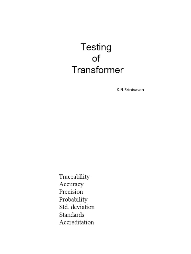 Testing of Transformer | PDF | Transformer | Capacitor