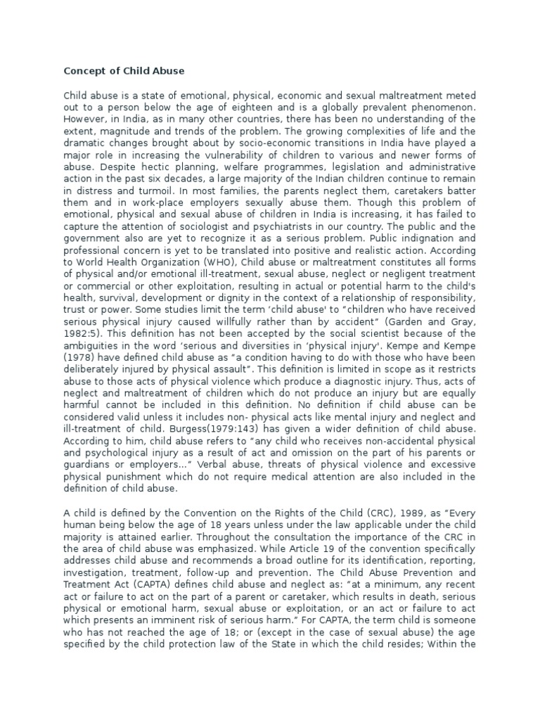 Concept of Child Abuse | Child Abuse | Sexual Abuse