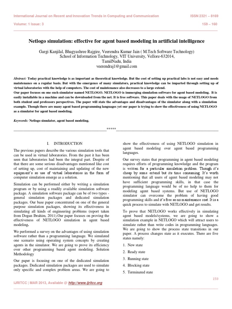 Netlogo Simulation-Effective For Agent Based Modeling in Artificial Intelligence | PDF | Agent ...