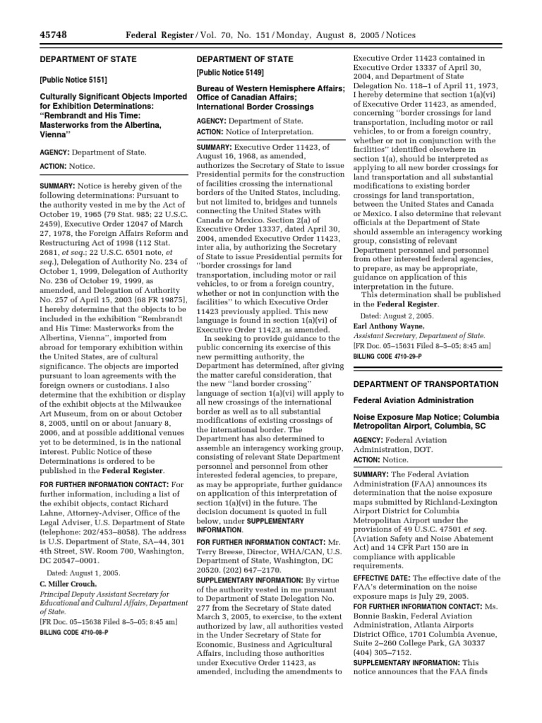 Notice: Culturally Significant Objects Imported For Exhibition ...