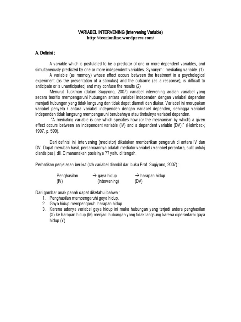 Variabel Intervening Intervening Variable