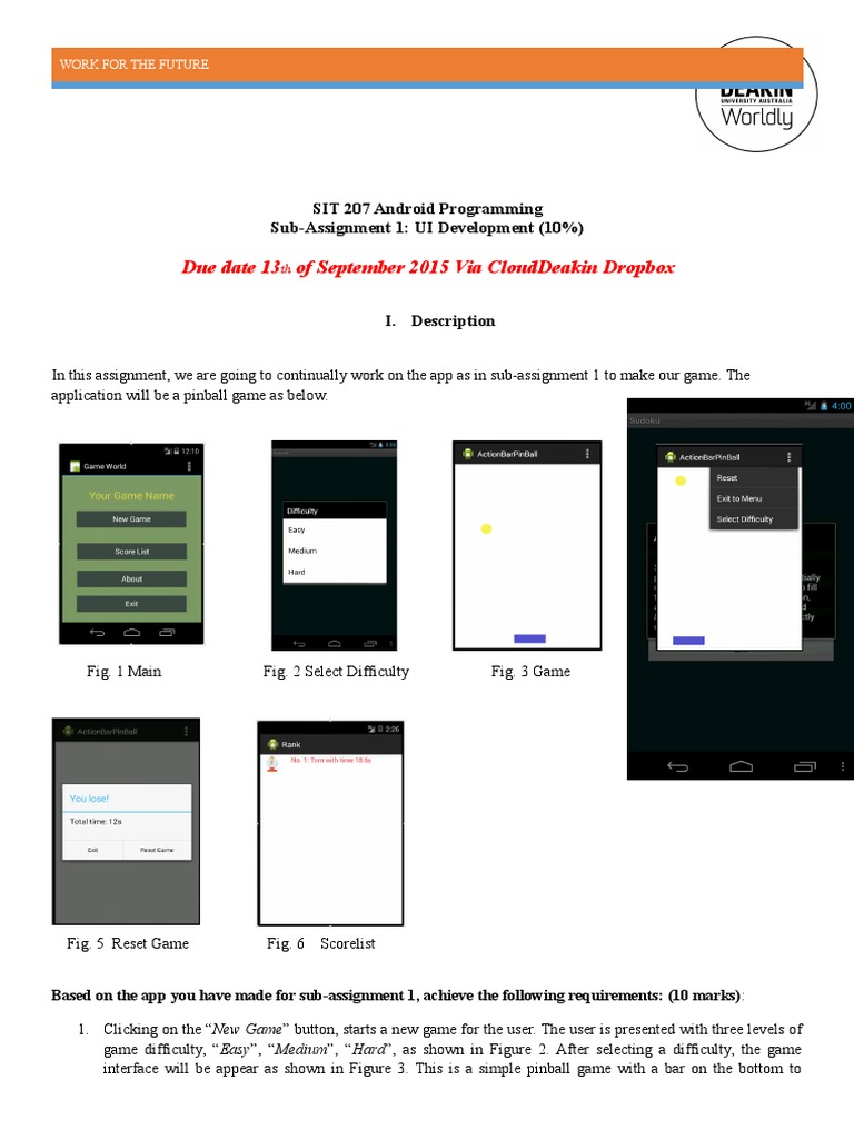 Due Date 13 of September 2015 Via Clouddeakin Dropbox: Sit 207 Android ...