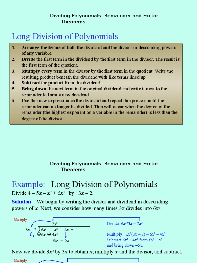 Polynomial Division Techniques Explained | PDF | Division (Mathematics ...