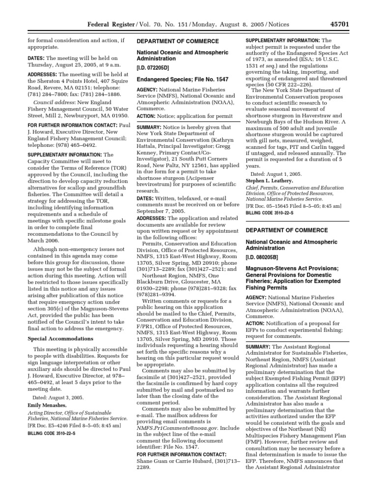 Notice: Fishery Conservation and Management: Magnuson-Stevens Act ...